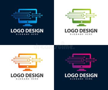 Computer Technology Logo Template Designs, Computer Service Logo ...