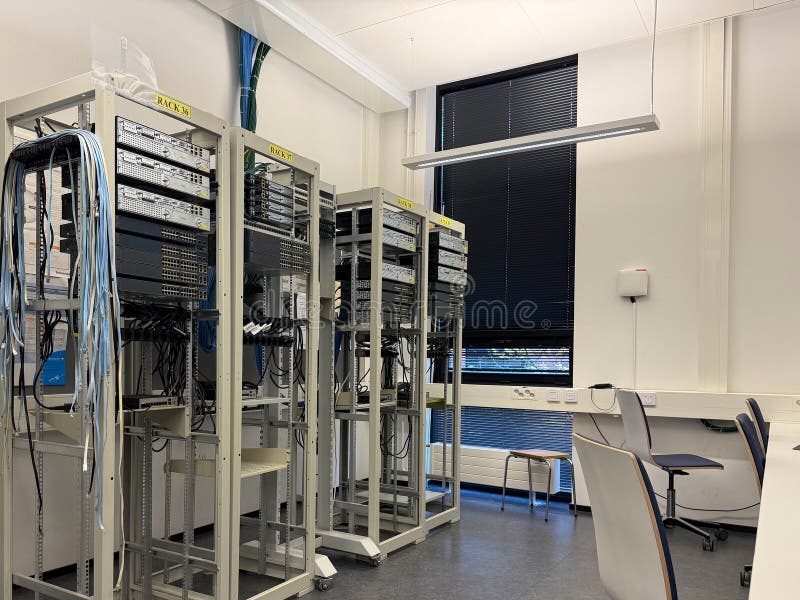 Computer Technology. Network Cables and Equipment Indoor Stock Photo ...