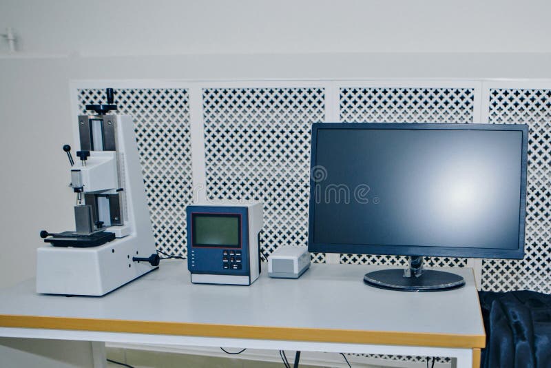 Computer Technology in the Office. Technology HUD Hologram and a Woman ...