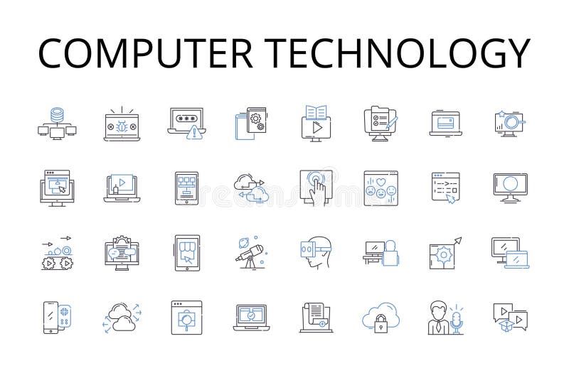 Computer Technology Line Icons Collection. Information Technology ...