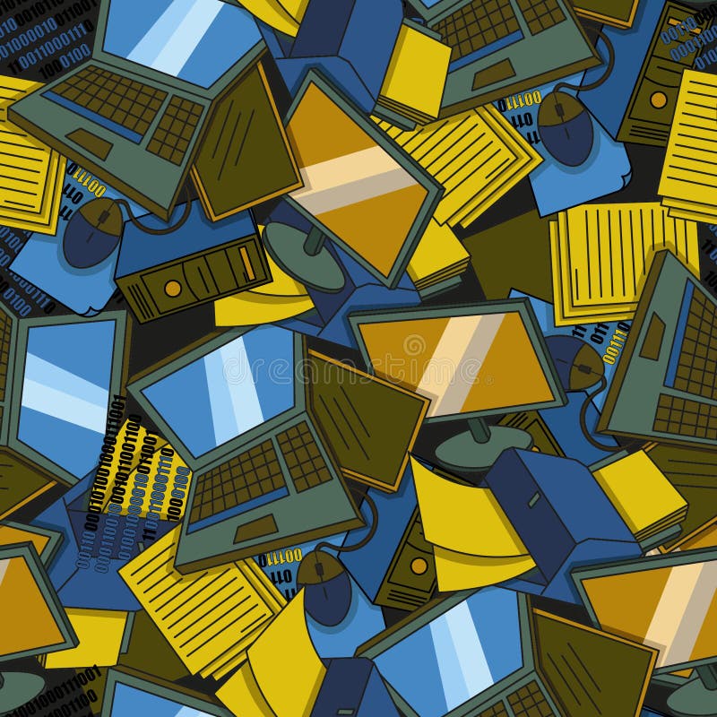 Computer Technology Seamless Pattern Stock Illustration - Illustration ...