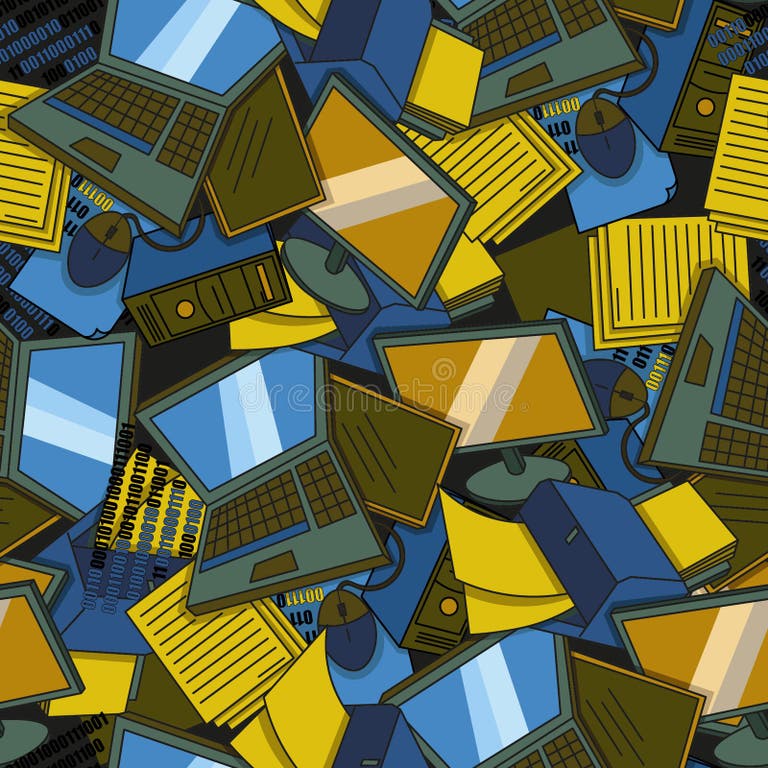 Computer Technology Seamless Pattern Stock Illustration - Illustration ...