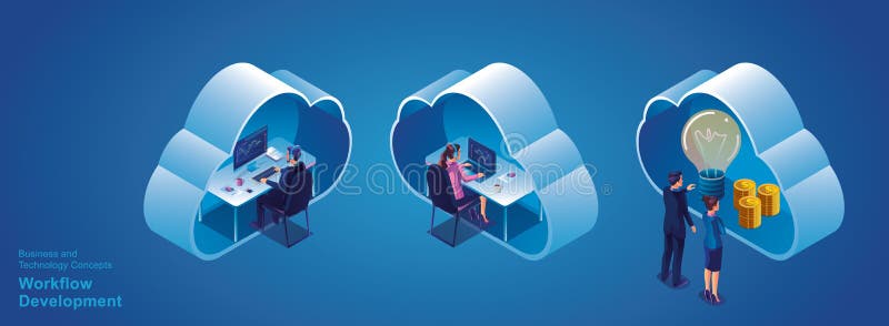 Business Man Use Computer Technology Server Room Digital Device ...