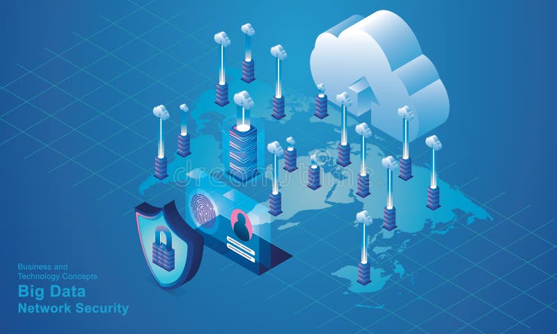 Computer Technology Server Room Digital Device Isometric Concept Cloud ...