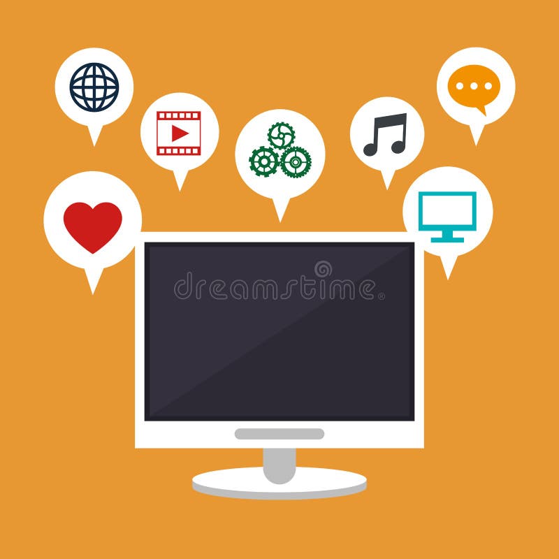 Computer Social Media Group Icons Stock Vector - Illustration of icon ...