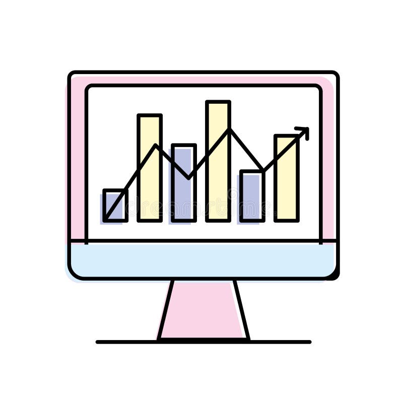 Computer Technology with Statistics Bar Diagram Stock Vector ...