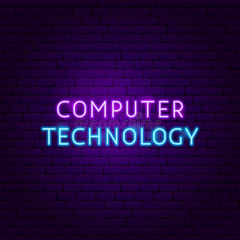 Computer Technology Text Neon Label Stock Vector - Illustration of ...