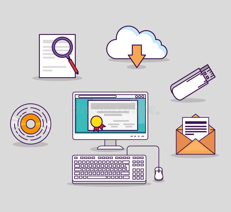 Computer Technology with Usb and Certicate Diploma Stock Vector ...