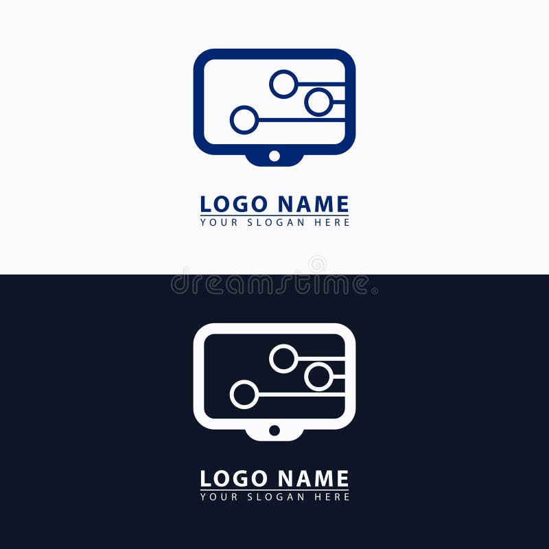 Simple Computer Technology Vector Logo Icon for Business, Industry ...