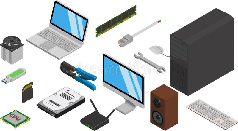 Computer-Teil-Ikonen Eingestellt Vektor Abbildung - Illustration von ...