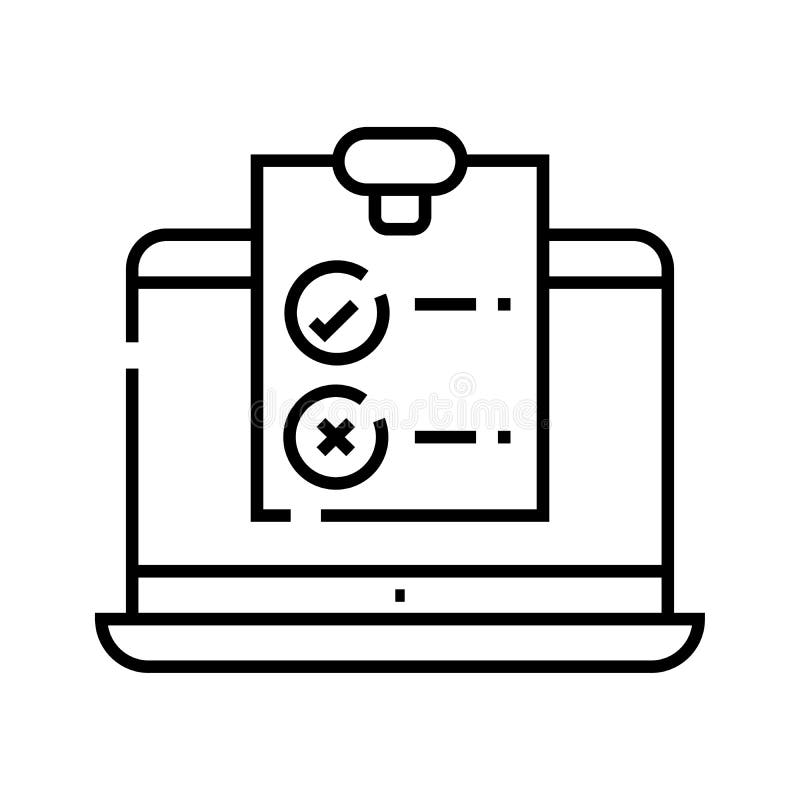 Computer Test Line Icon, Concept Sign, Outline Vector Illustration ...