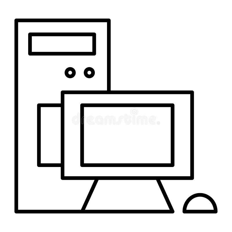 Computer Thin Line Icon. Pc Vector Illustration Isolated on White Stock ...