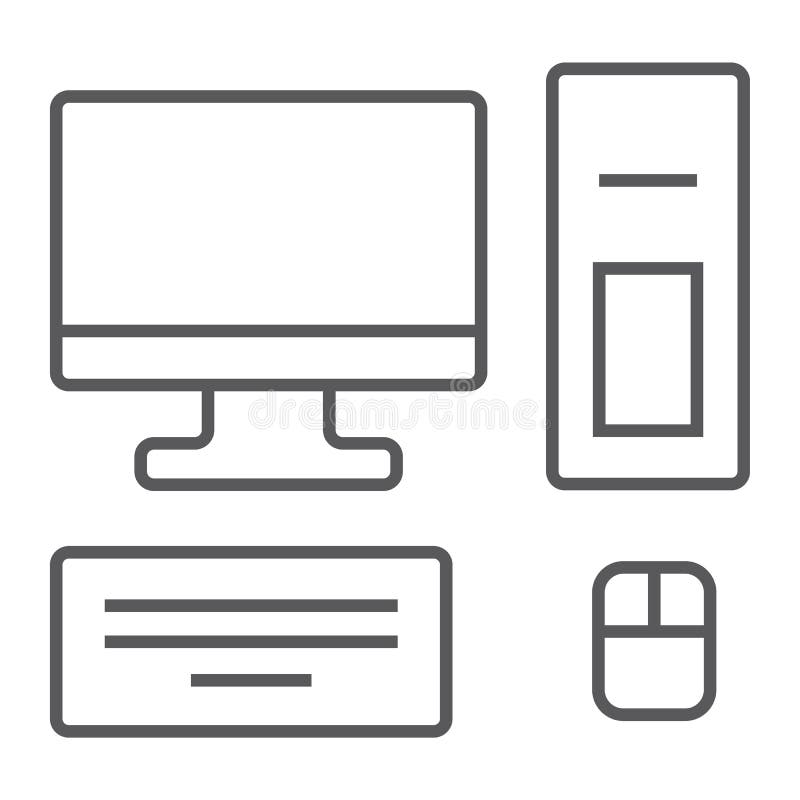 Computer Thin Line Icon Set, Device Symbols Collection, Vector Sketches ...