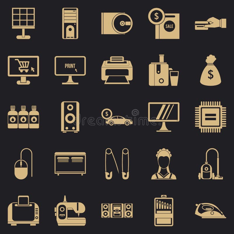 Computer Things Icons Set, Simple Style Stock Vector - Illustration of ...