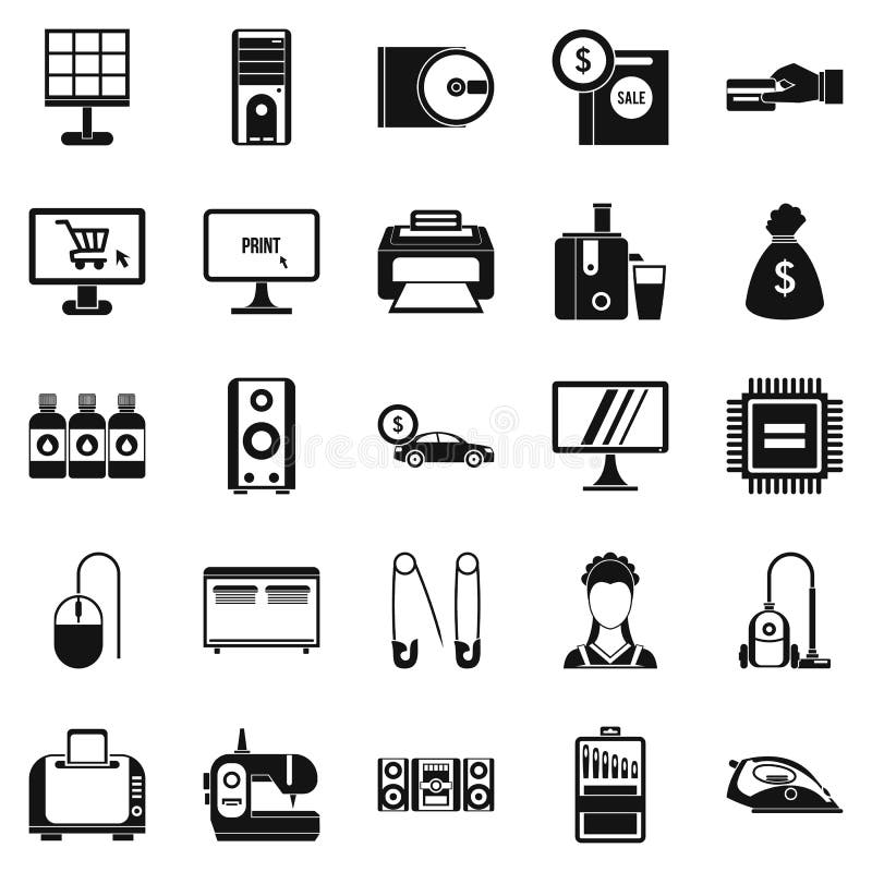 Computer Things Icons Set, Simple Style Stock Vector - Illustration of ...