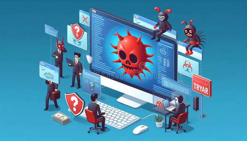 Computer Threats and Malware Concept Illustration Stock Illustration ...