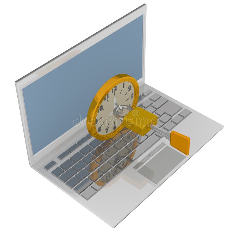 Computer Time Lock stock illustration. Illustration of render - 53562829