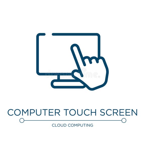 Computer Touch Screen Icon. Linear Vector Illustration from Computer ...