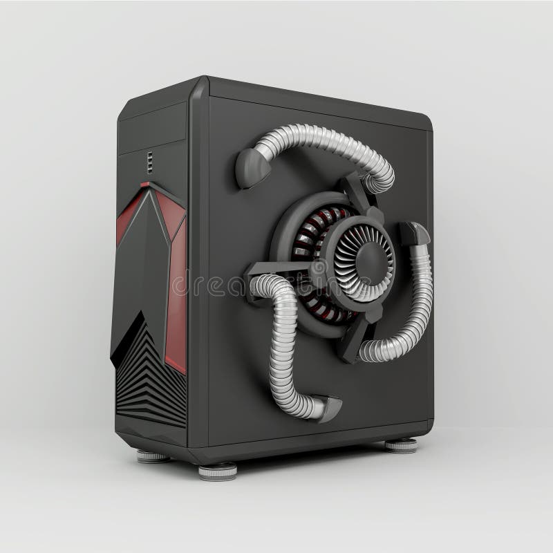 Computer tower 3 d render stock illustration. Illustration of modern ...