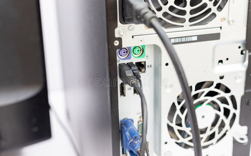 Computer Tower Power Connection and Cables Stock Photo - Image of ...