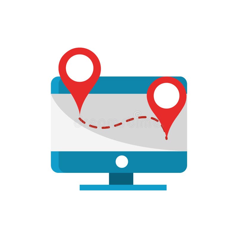 Computer Track Route Pointer Gps Map and Navigation Stock Vector ...