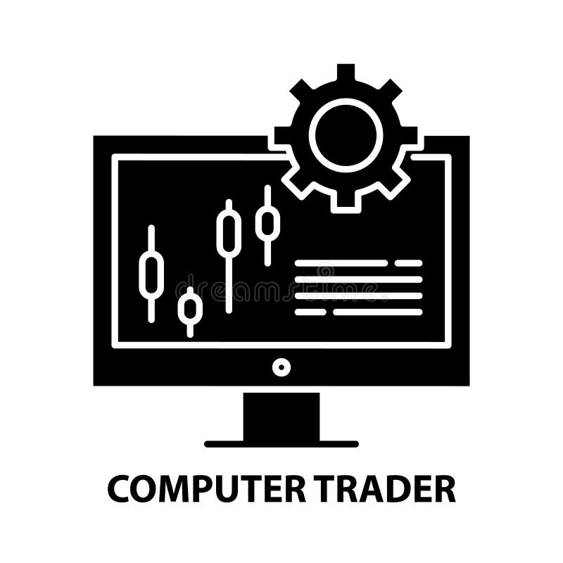 Computer Trader Icon, Black Vector Sign with Editable Strokes, Concept ...