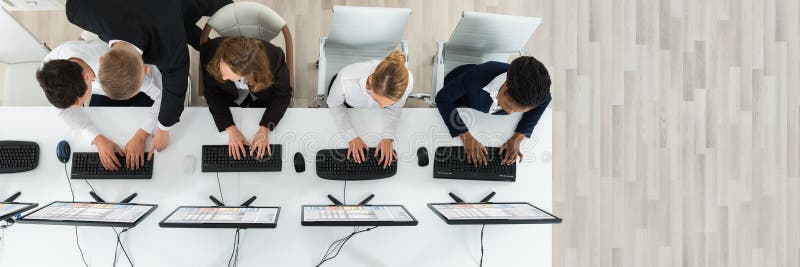 Computer Training Classroom Stock Image - Image of overhead, monitor ...
