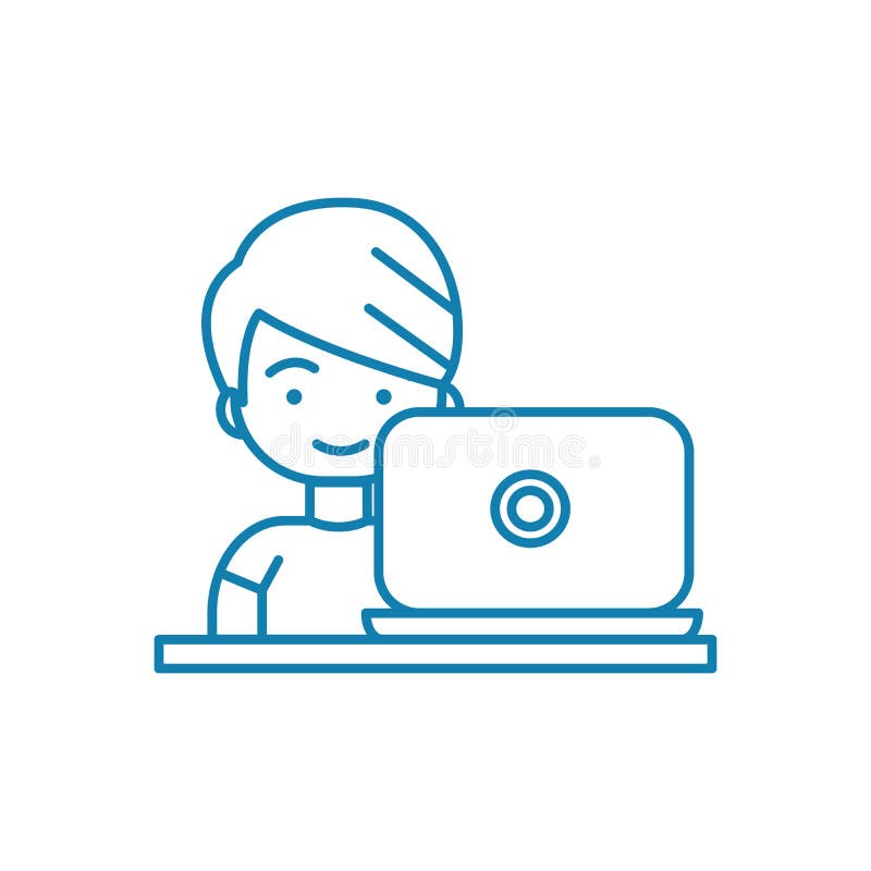 Computer Training Linear Icon Concept. Computer Training Line Vector ...