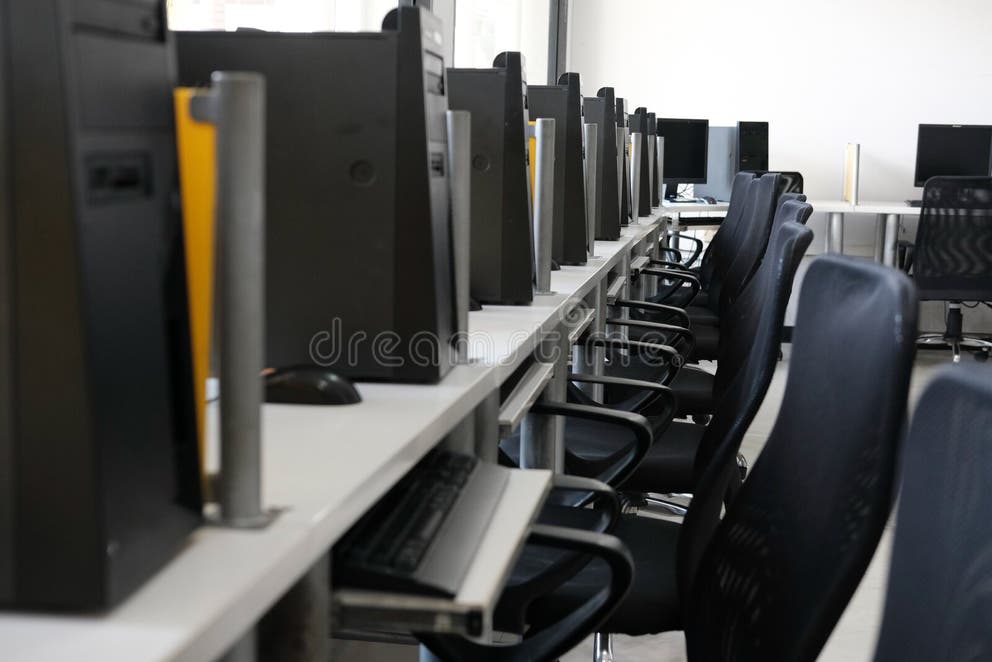 Computer Training Room. Lab Classroom in College. Stock Photo - Image ...