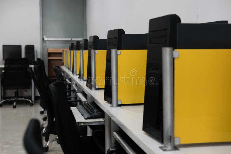 Computer Training Room. Lab Classroom in College. Stock Image - Image ...