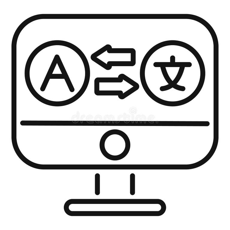 Computer Translating Languages Icon with Arrows Showing Translation ...