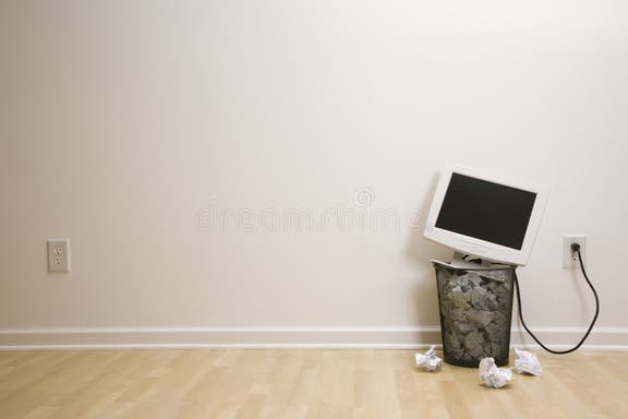 Computer in trash can. stock photo. Image of networking - 2426174