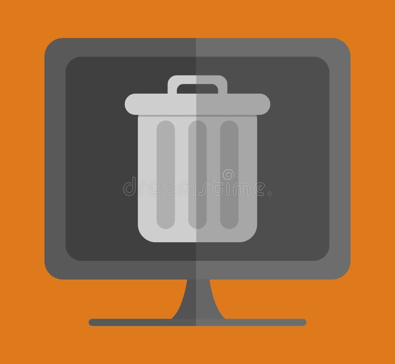 Computer with Trash Can on Screen Icon Image Stock Vector ...