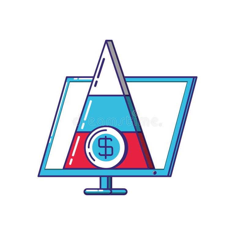 Computer with Triangle Statistics Graphic Stock Vector - Illustration ...