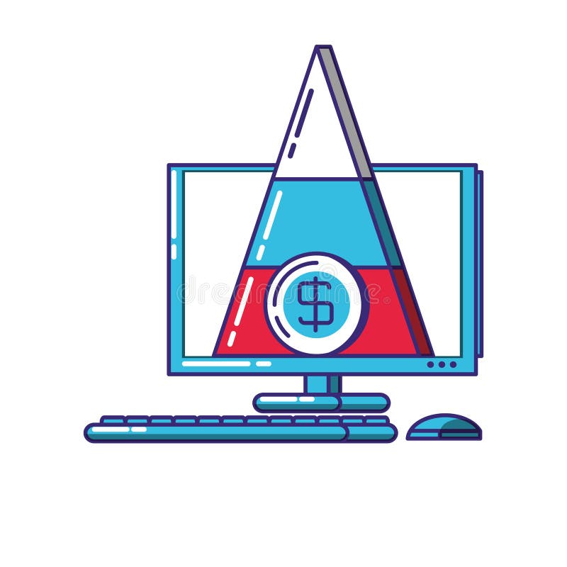 Computer with Triangle Statistics Graphic Stock Vector - Illustration ...