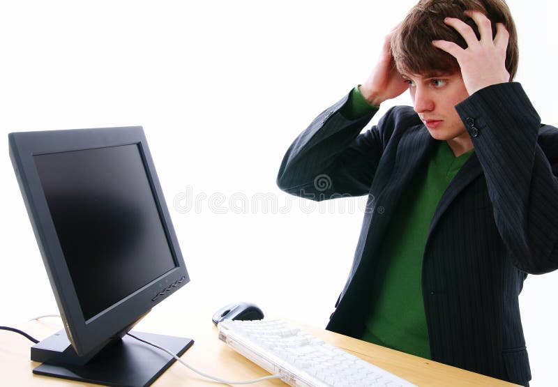 Computer trouble stock image. Image of young, office, white - 3579189