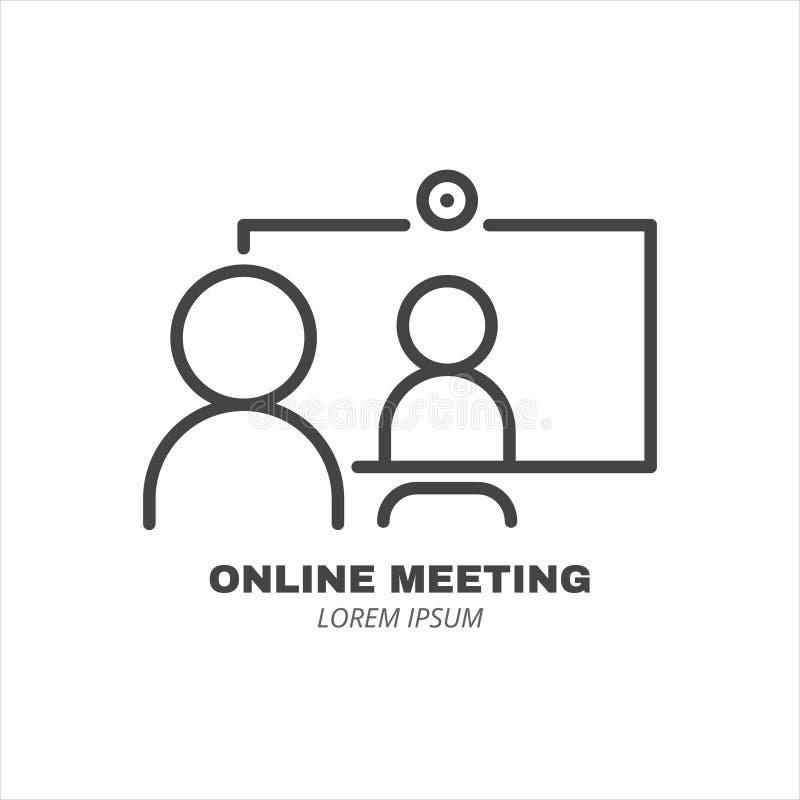 Computer with Two People Conferencing, Online Meeting Stock ...