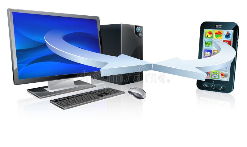Computer- Und Handysynchronisierung Vektor Abbildung - Illustration von ...
