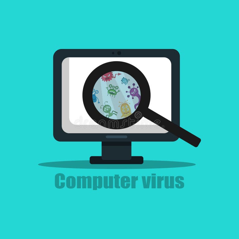 Computer Under the Threat of a Virus, Viruses Under a Magnifying Glass ...