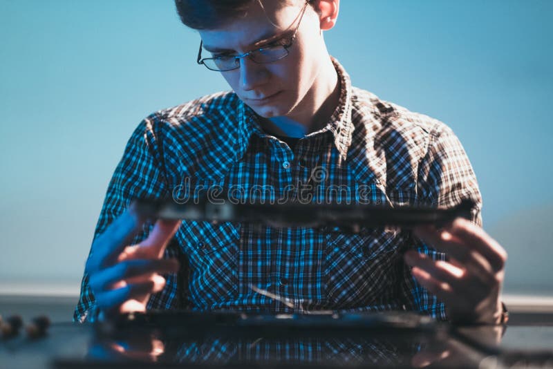 Computer Upgrade Technology Geek Engineer Laptop Stock Photo - Image of ...