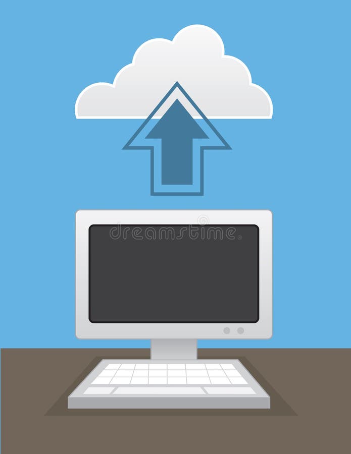 Computer Upload Cloud stock vector. Illustration of information - 35357683