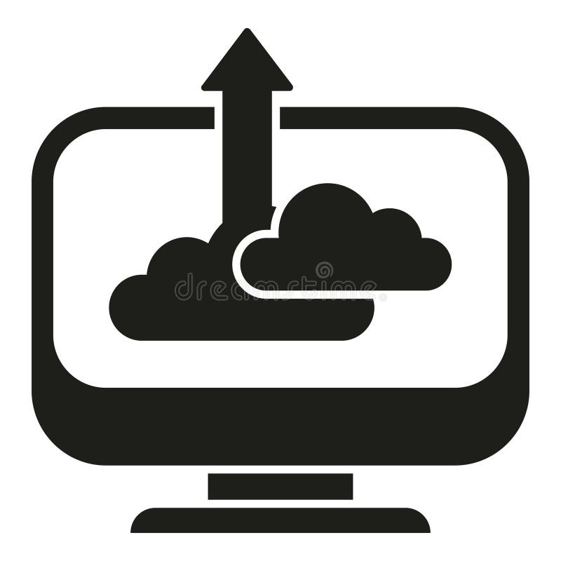 Computer Upload Data Cloud Icon Simple Vector. Smart Office Stock ...
