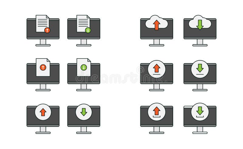 Computer, Upload and Download Icon Vector Design Stock Vector ...