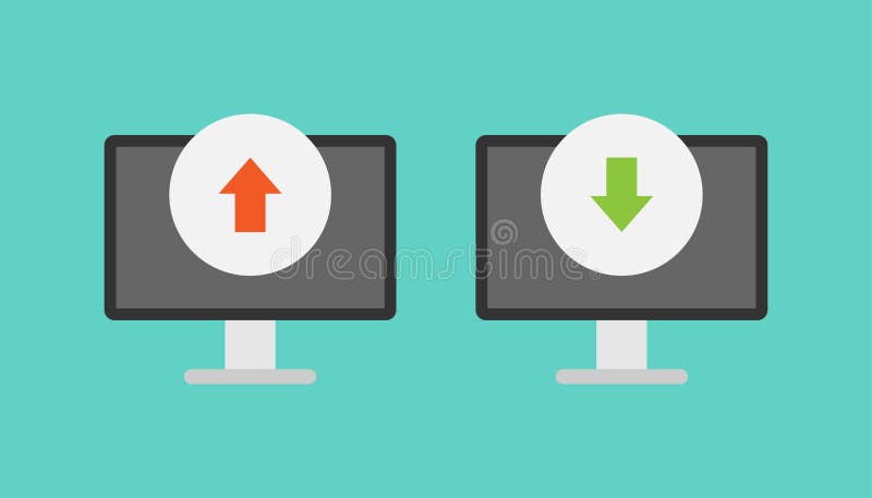 Computer and Upload Download Vector Stock Vector - Illustration of ...
