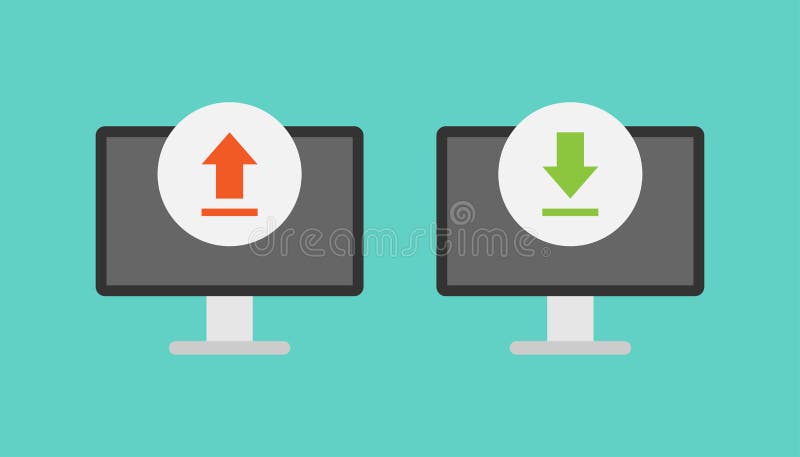 Computer and Upload Download Vector Stock Vector - Illustration of ...