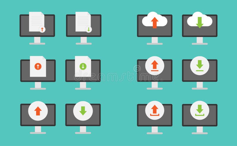 Computer, Upload and Download Vector Design Stock Vector - Illustration ...