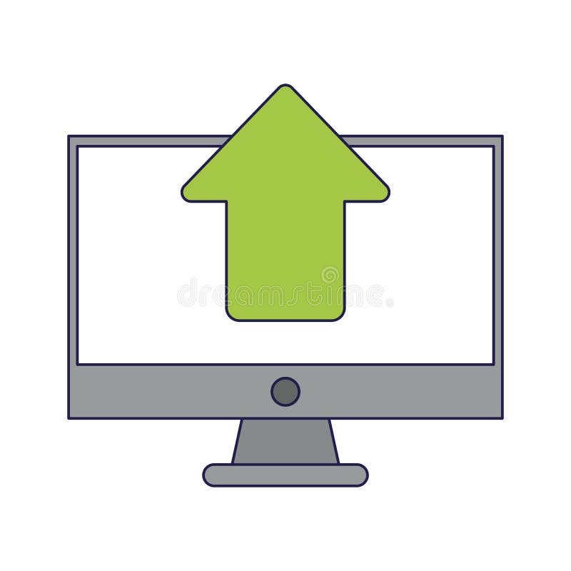 Computer Uploading Files Symbol Blue Lines Stock Vector - Illustration ...