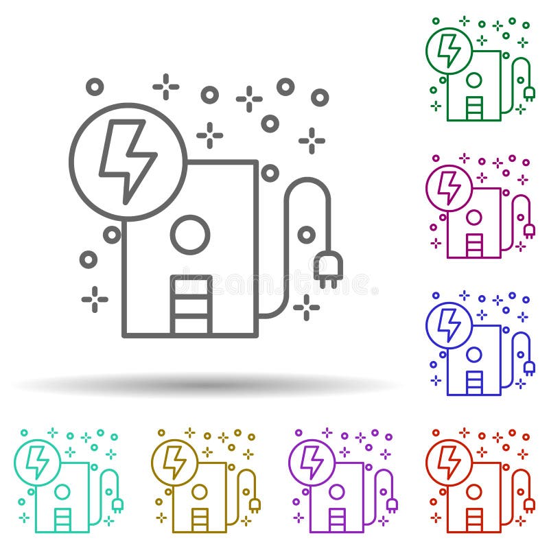 Computer Ups Lightning Multi Color Icon. Simple Thin Line, Outline Vector of Computer Icons for ...