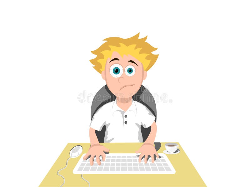 Professor Sitting in Front of a Computer Stock Vector - Illustration of ...