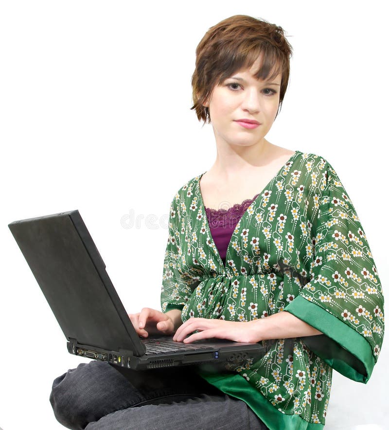 Computer user stock image. Image of elegant, girl, pretty - 14576167